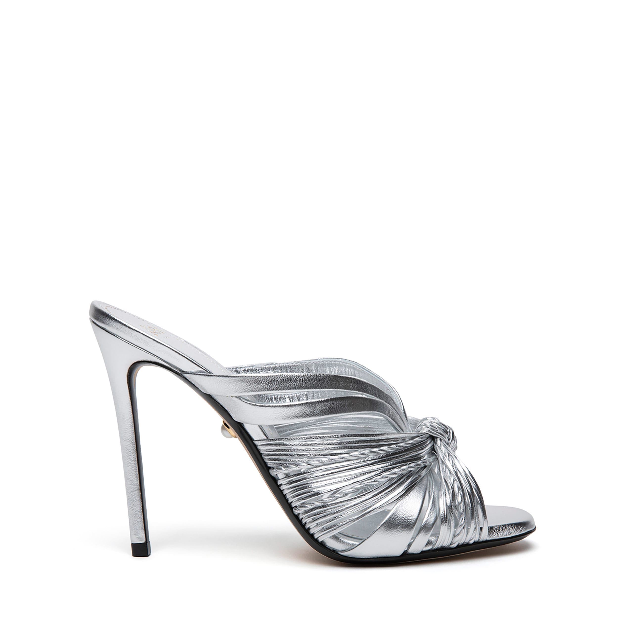 Celeste Mule Donna Pelle Laminata Argento Tacco Stiletto 110mm - Nuage ...